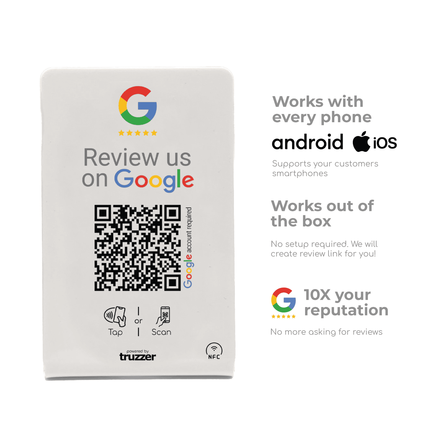 Review us on Google NFC Stand / Display | truzzer