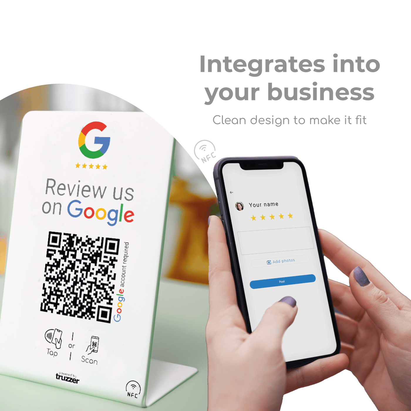 Review us on Google NFC Stand / Display | truzzer