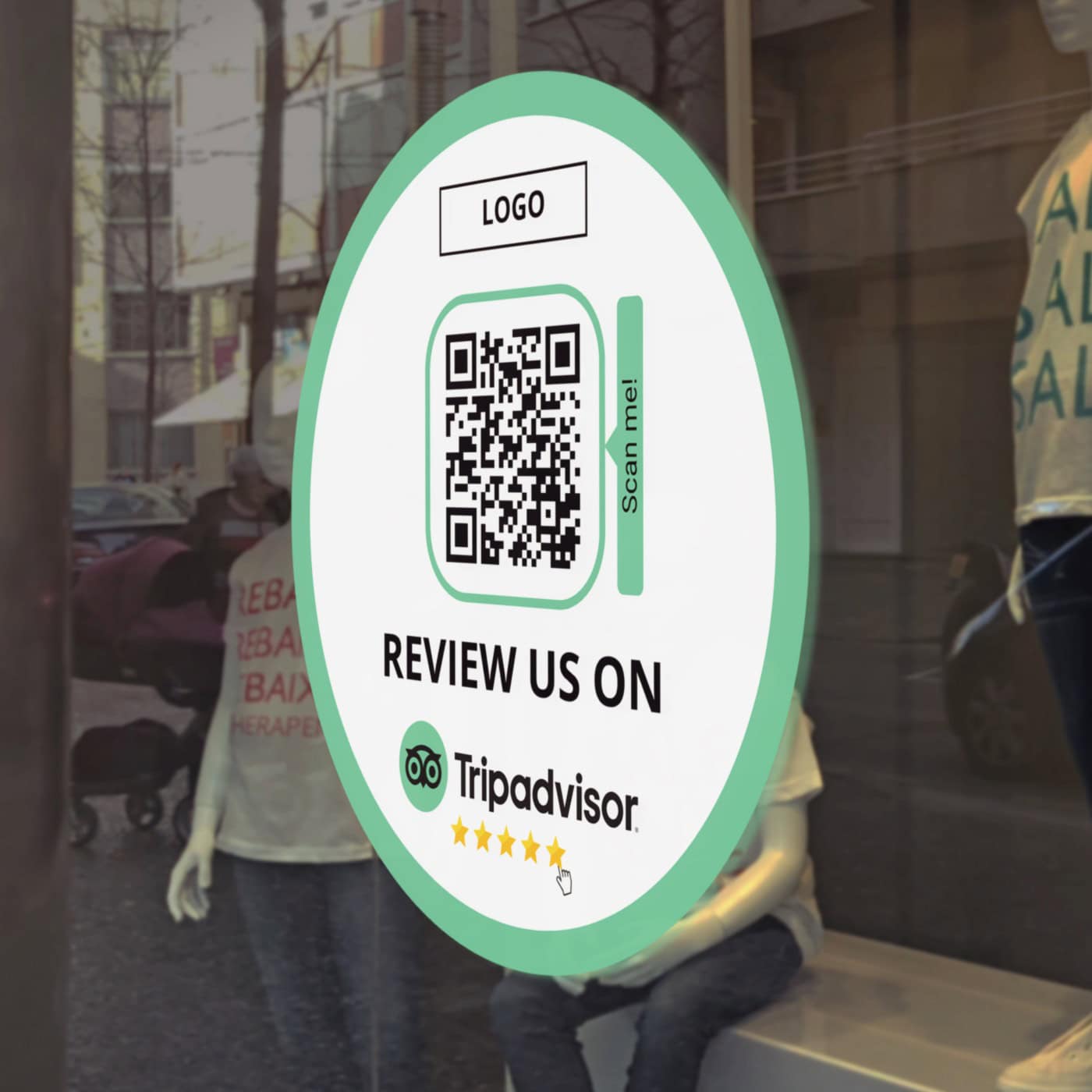 Review us on Tripadvisor sticker with QR code r... | truzzer