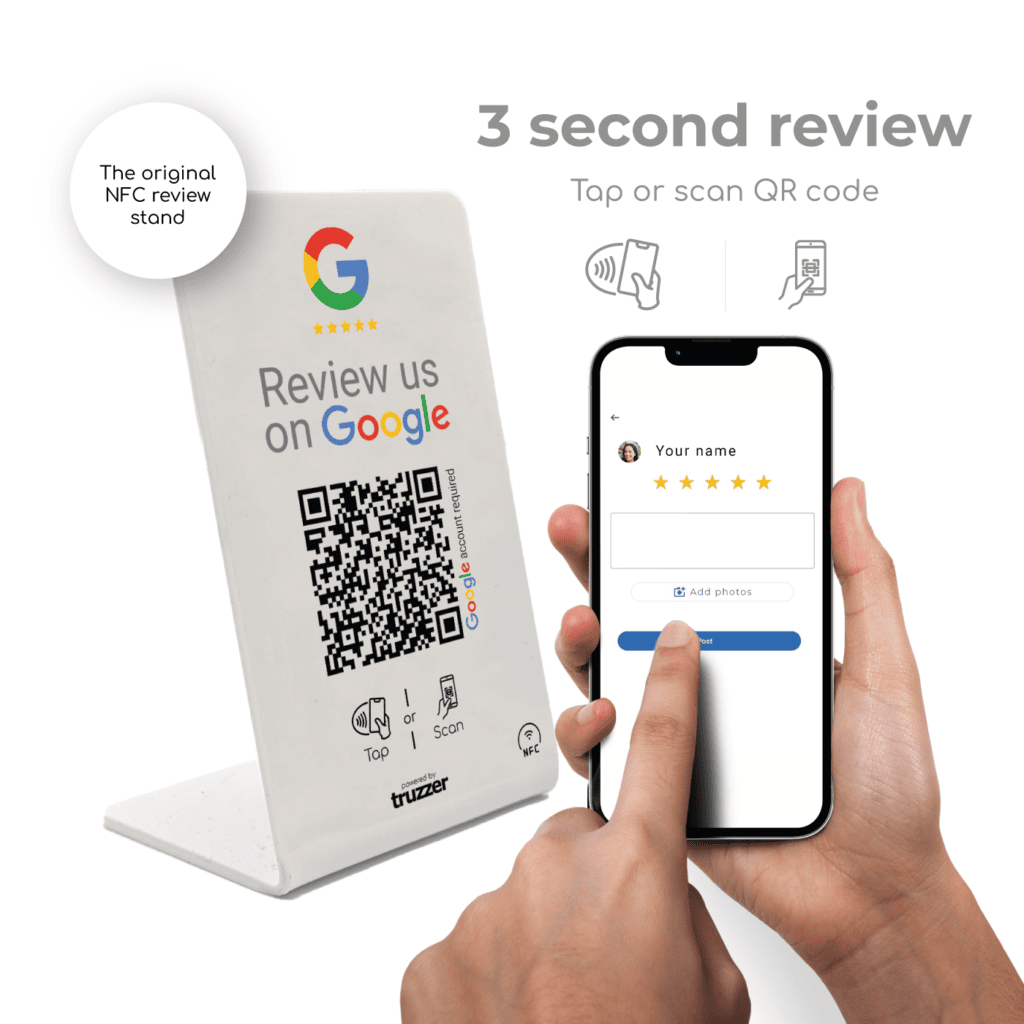 Review us on Google NFC Stand / Display | truzzer